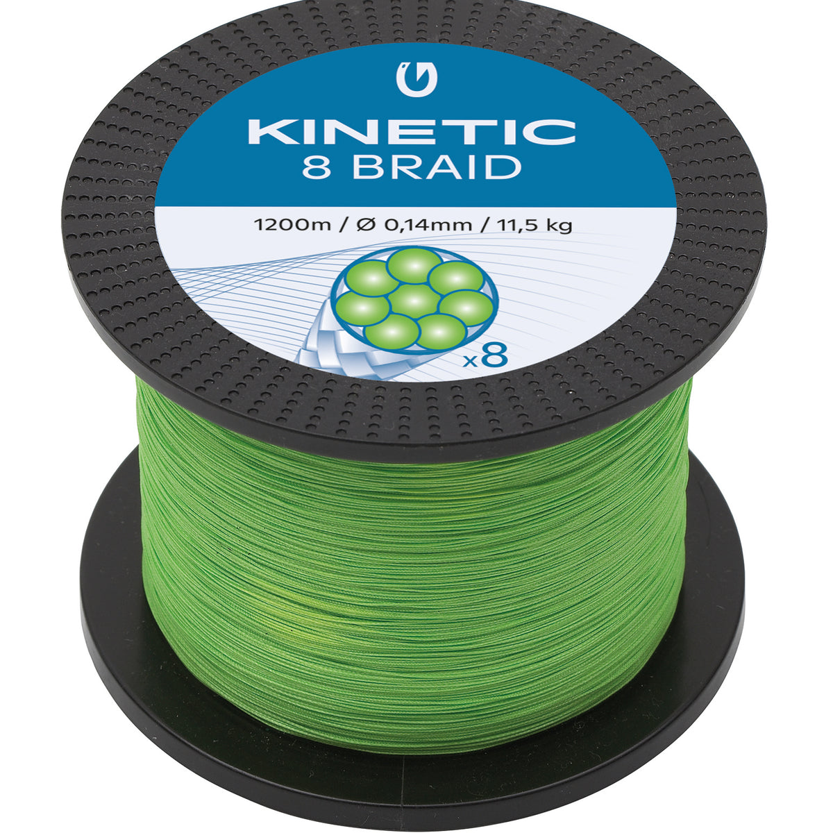 Kinetic 8 Braid Fluo Green 1200 m Braided Line