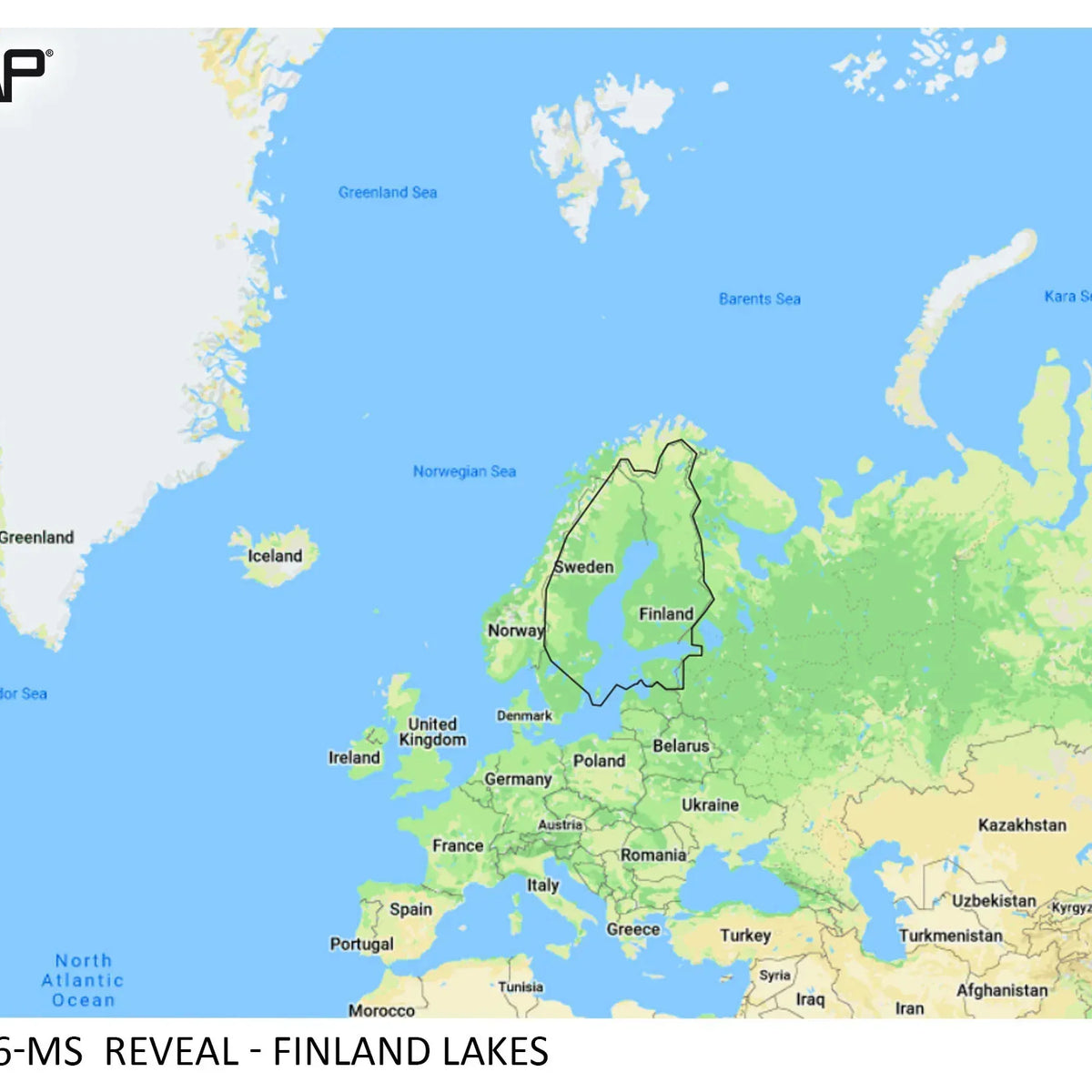 C-MAP Reveal Finnish Lakes and Coastline Y326 Chart Card